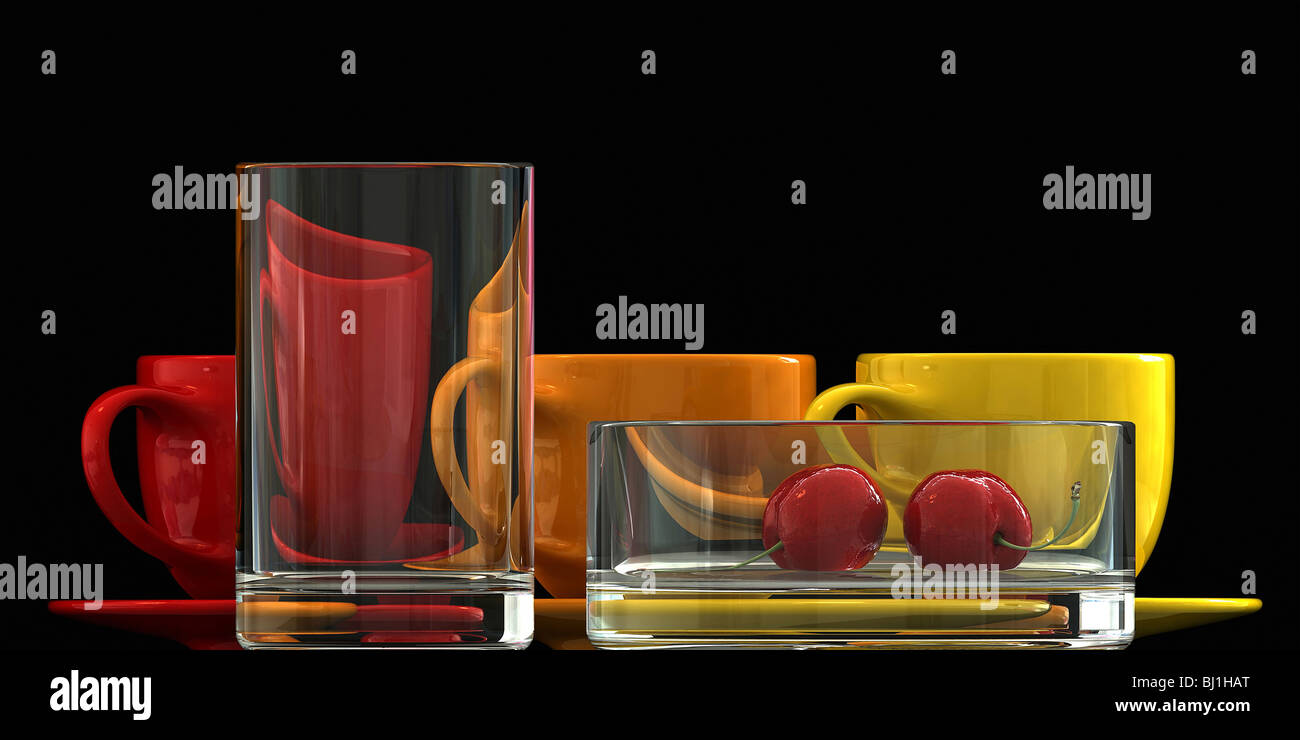 Glasses and porcelain objects Stock Photo - Alamy