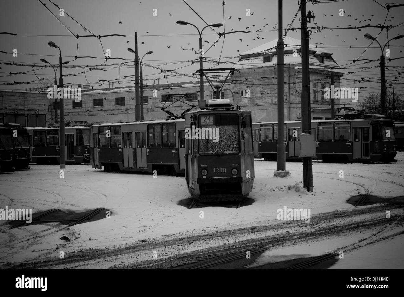 Street road tram trams in Black and White Stock Photos & Images - Alamy