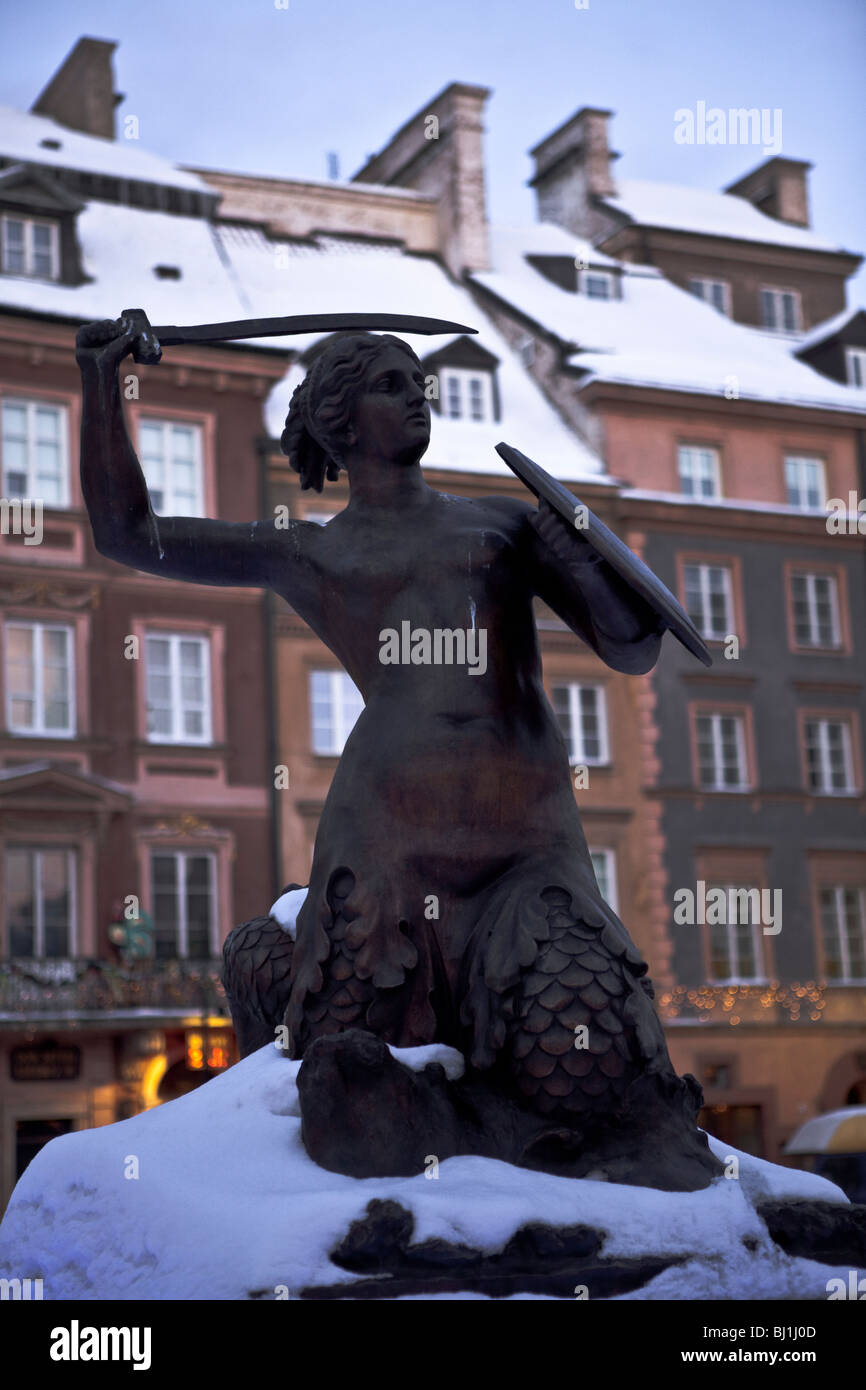 The Mermaid Statue in Old Market Square, Warsaw, Poland, European Union ...