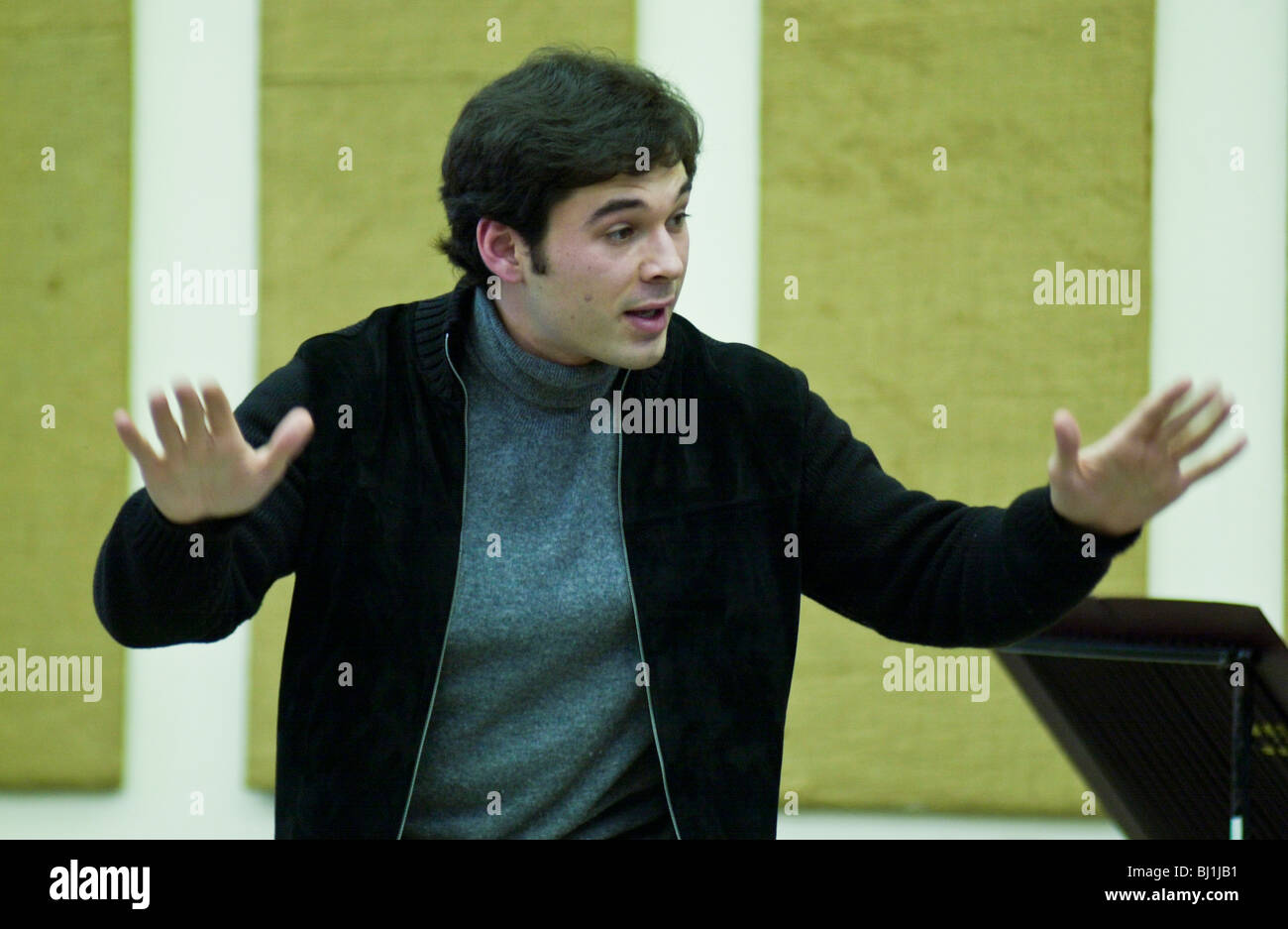 Russian conductor Tugan Sokhiev rehearsing the orchestra of Welsh ...