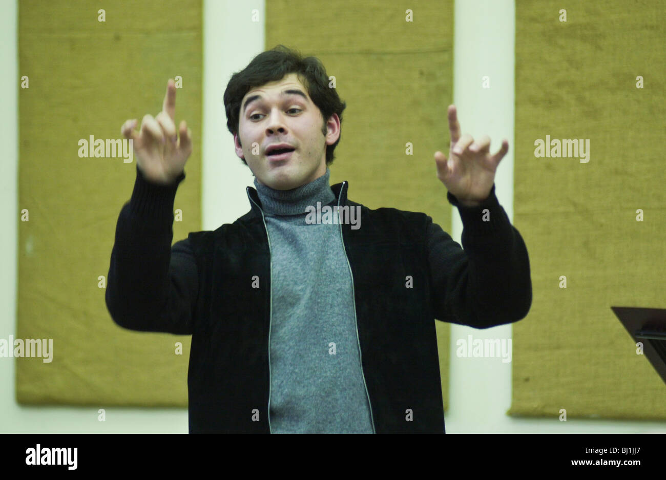 Russian conductor Tugan Sokhiev rehearsing the orchestra of Welsh ...