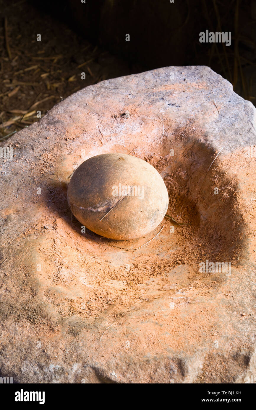 Old stone mortar to grind grain Stock Photo - Alamy