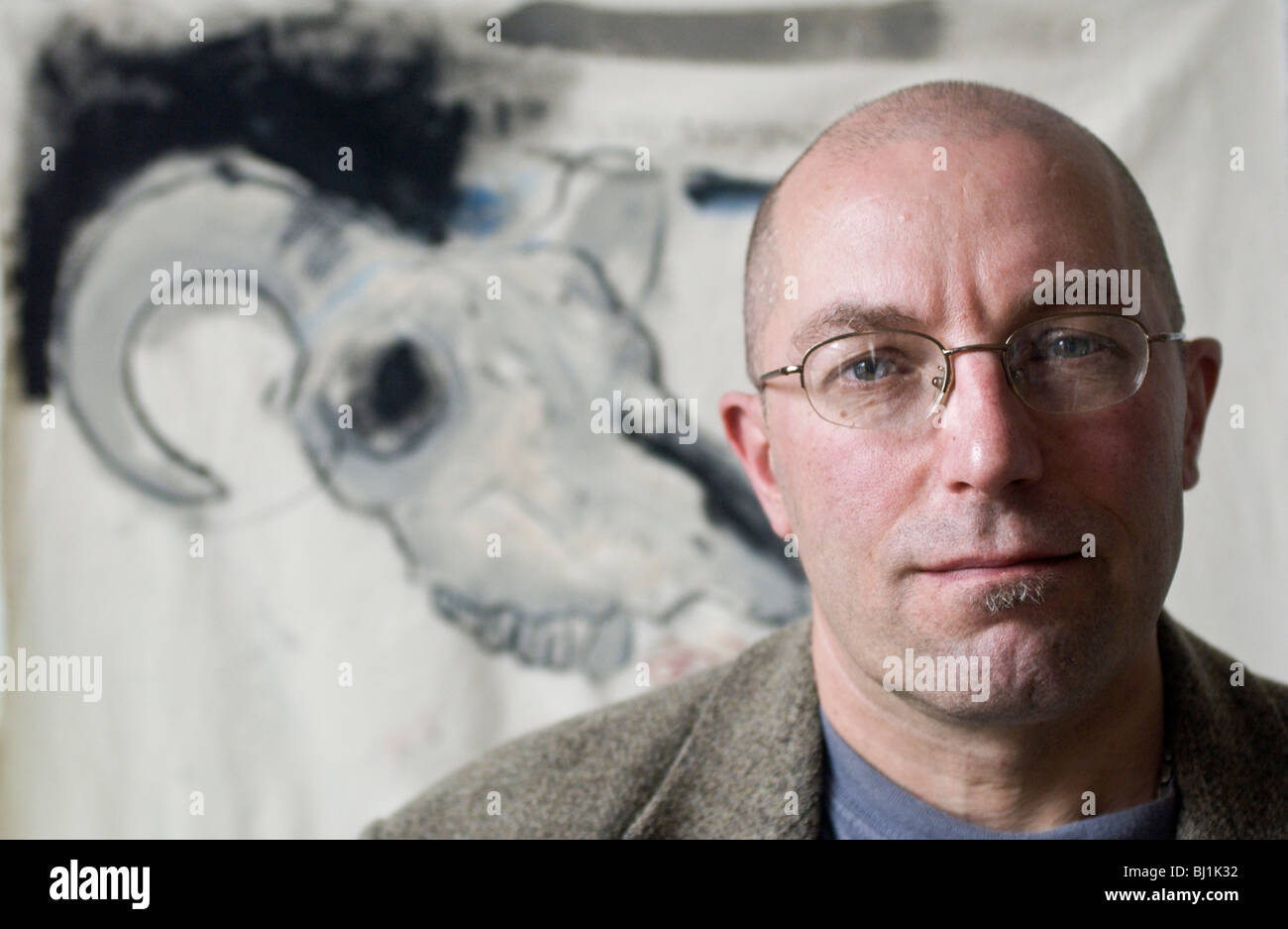 Welsh artist Iwan Bala pictured in his Cardiff studio Stock Photo - Alamy