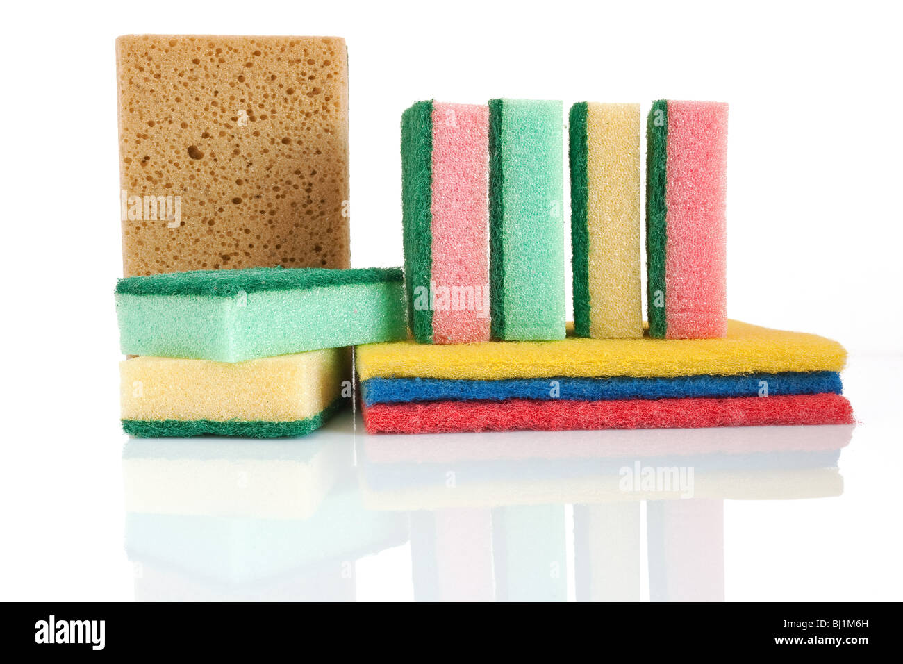 set of sponges used for home cleaning isolated on white background ...