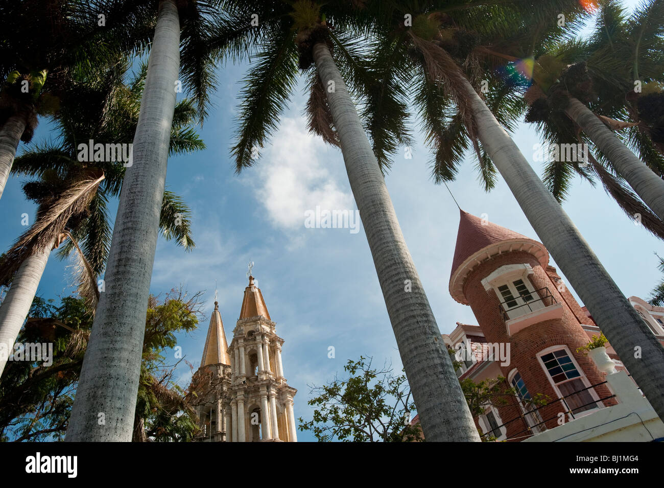 Palm trees and architecture of Chapala, Lake Chapala, Jalisco, Mexico ...