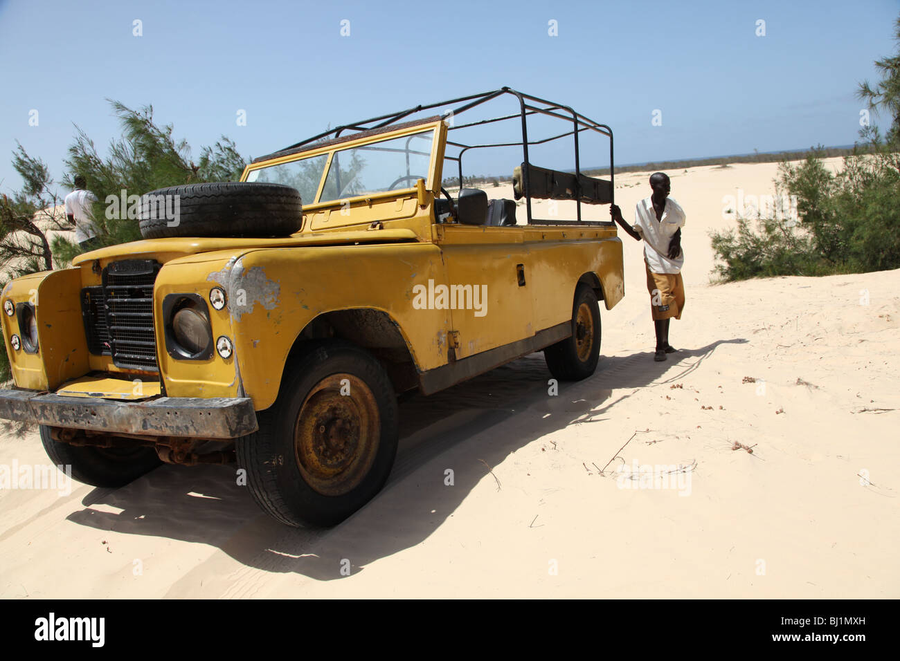 Sahara desert, yellow car, Africa, Senegal Stock Photo - Alamy
