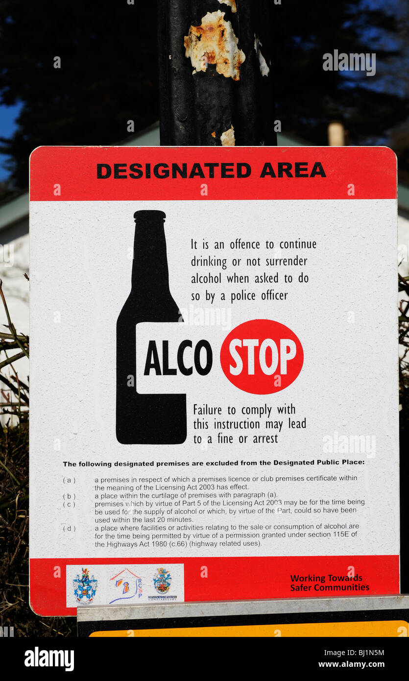 an " alco stop " sign in cornwall uk Stock Photo - Alamy