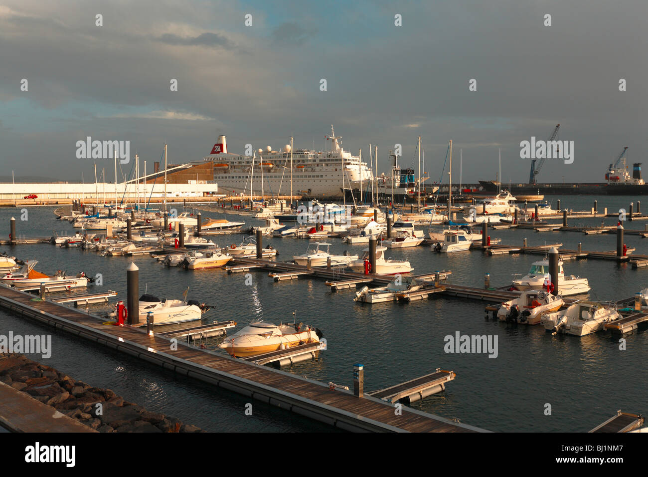 Cruise ship in Portas do Mar, Ponta Delgada. Azores, Portugal Stock ...
