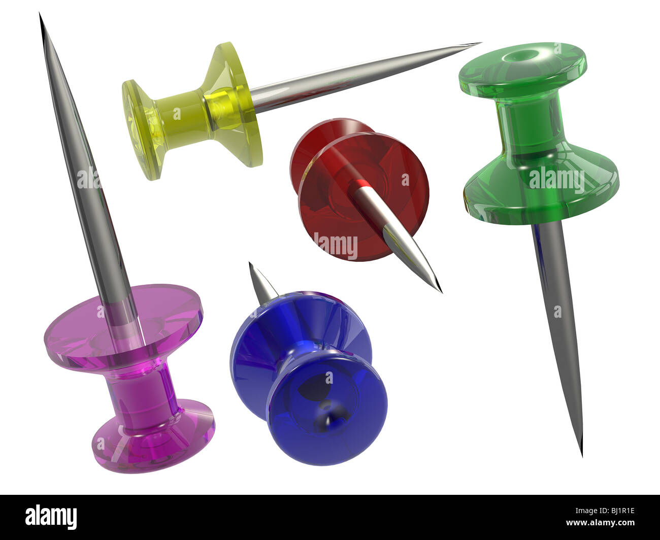 The colored plastic pushpins with glossy surface Stock Photo - Alamy