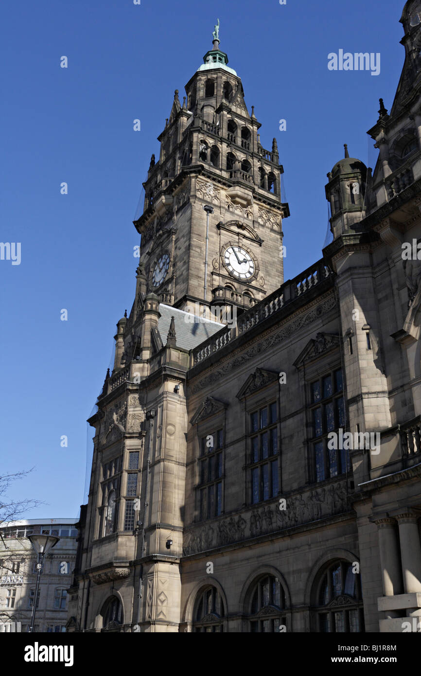 Sheffield Town Hall and its Clock Tower, England UK. Gothic Victorian ...
