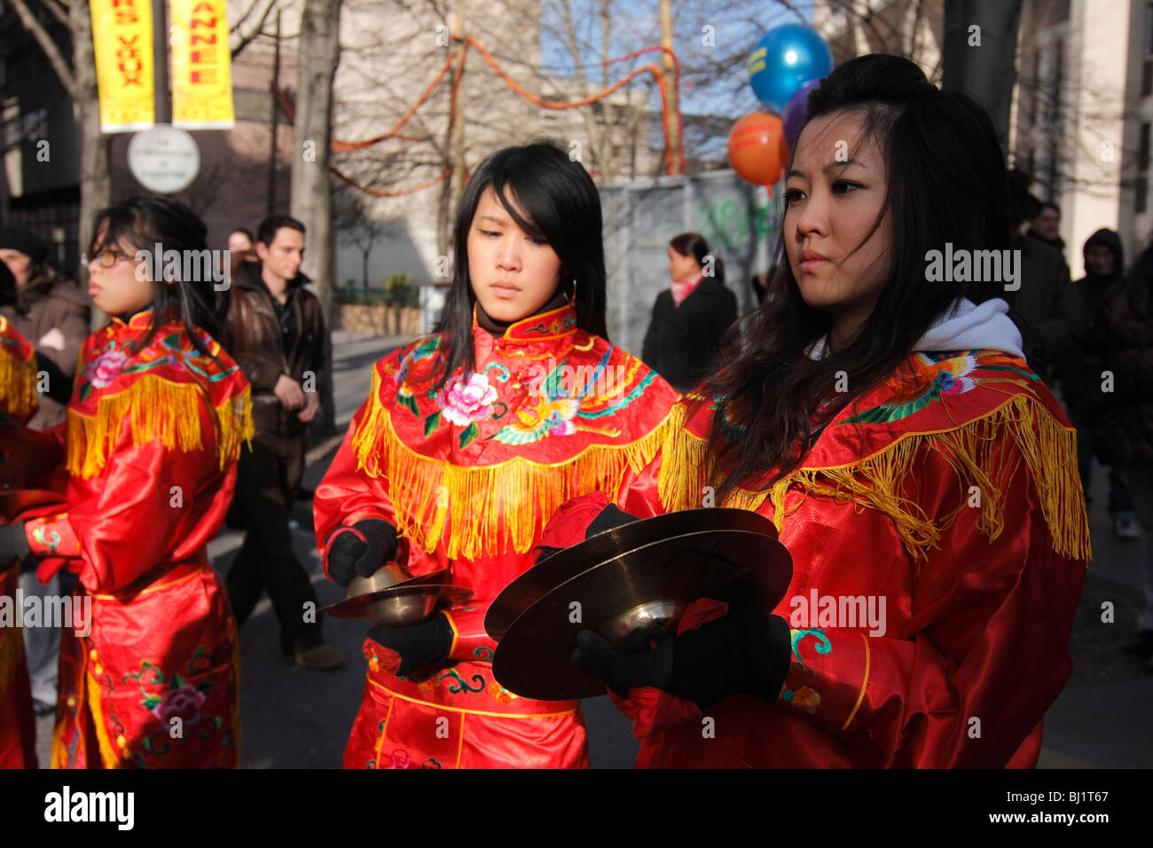 Female musicians performing at the Chinese New Year parade in the ...