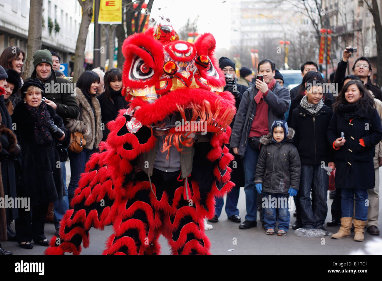 A traditional dragon dance at the Chinese New Year parade in the ...