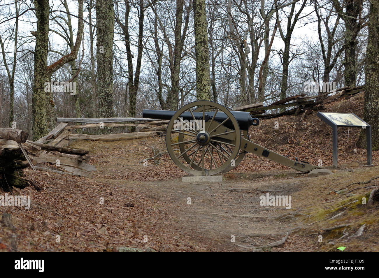 Cannon at the site of the earthworks of an American Civil War fort on ...