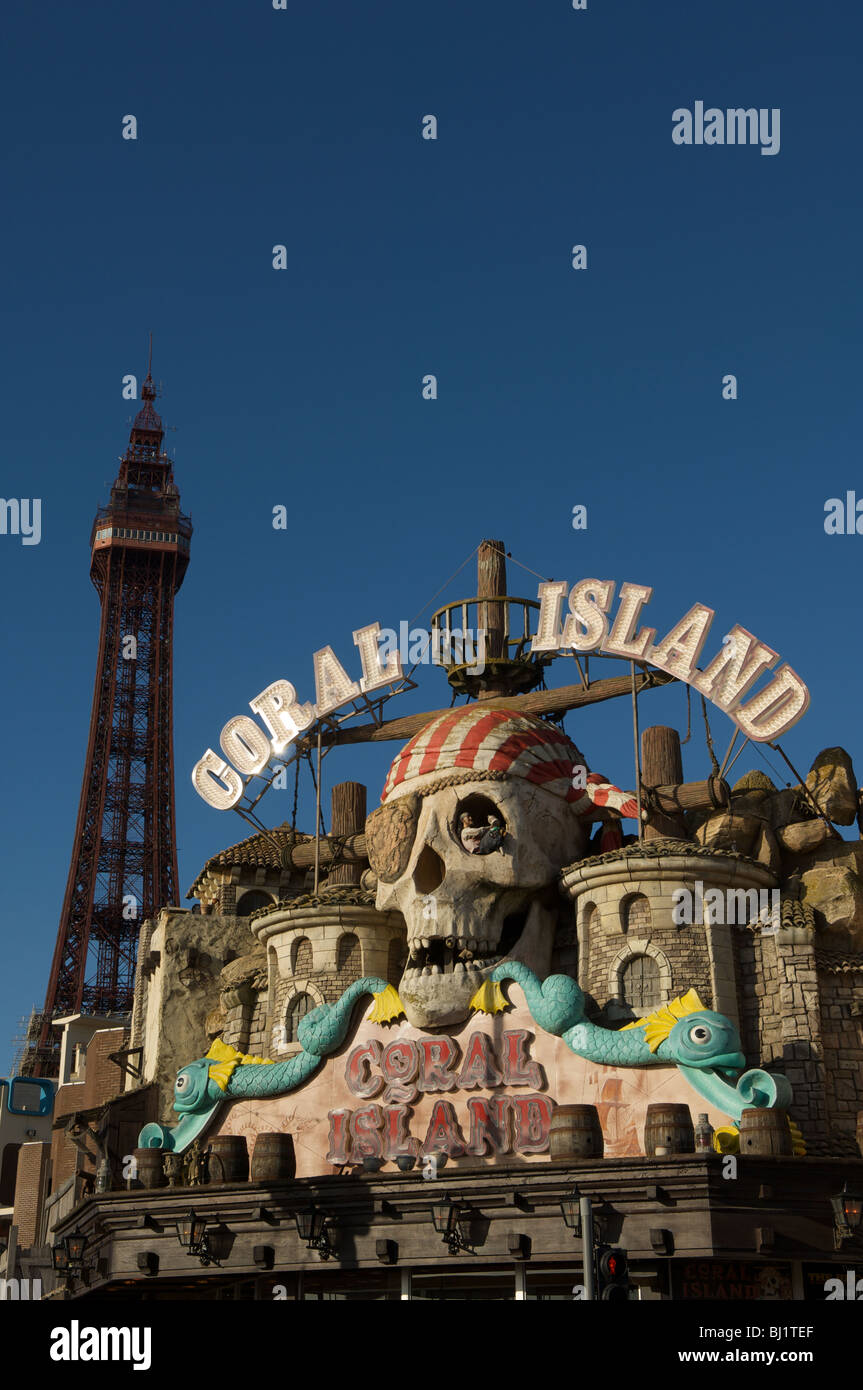 Blackpool Tower, the piers and the Pleasure Beach are the landmarks of ...