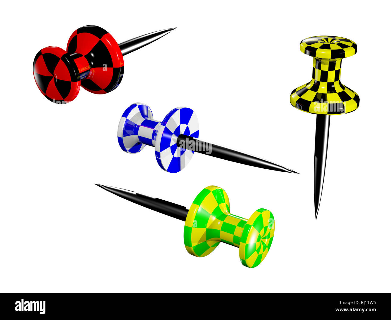 The colored plastic pushpins with glossy surface Stock Photo - Alamy