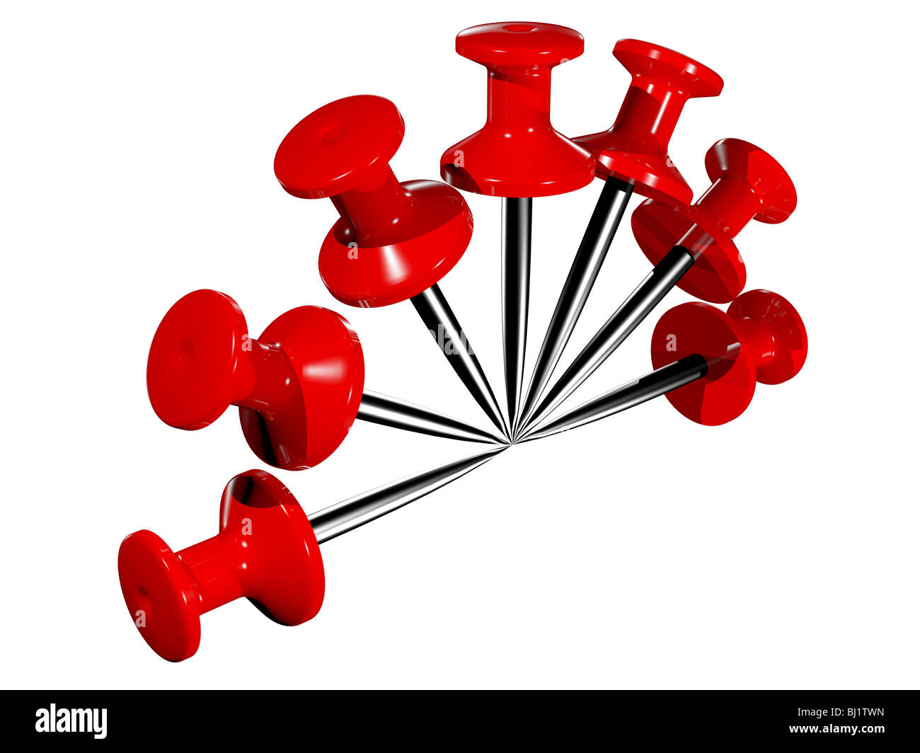 Colored plastic pins placed by the fan on white background Stock Photo ...