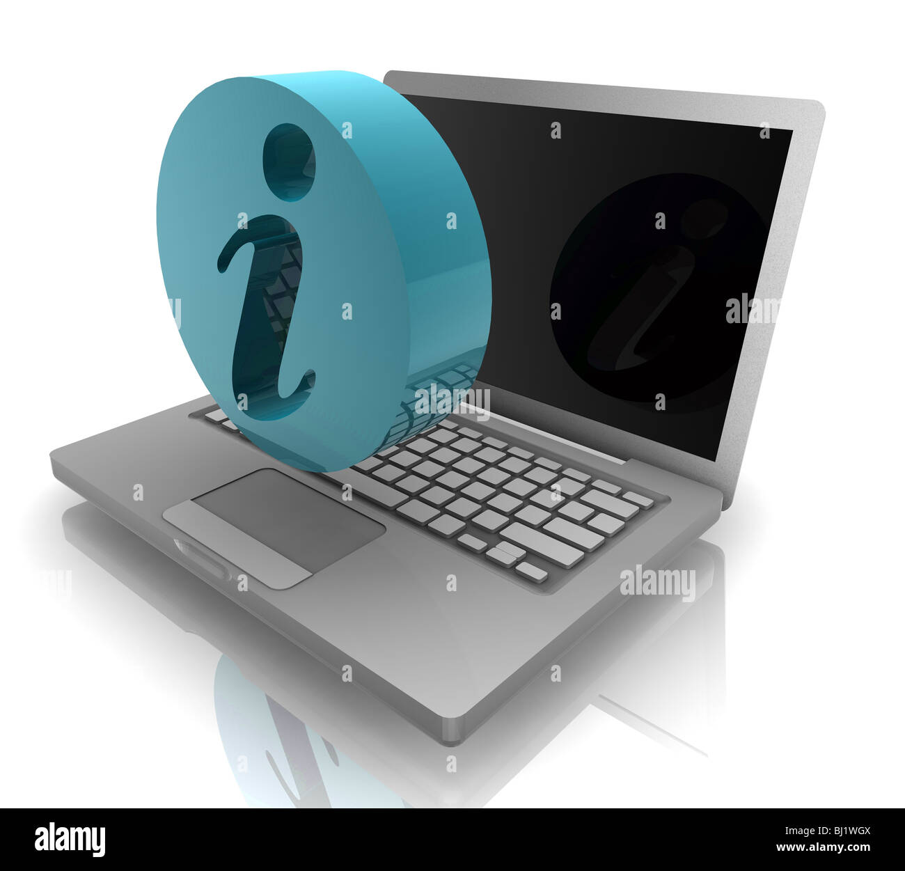 Computer online help information with info symbol and notebook Stock ...