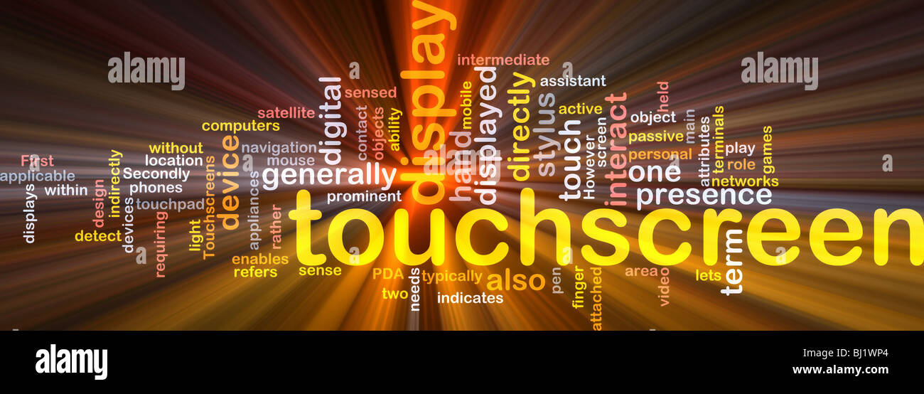 Software package box Word cloud concept illustration of touchscreen ...