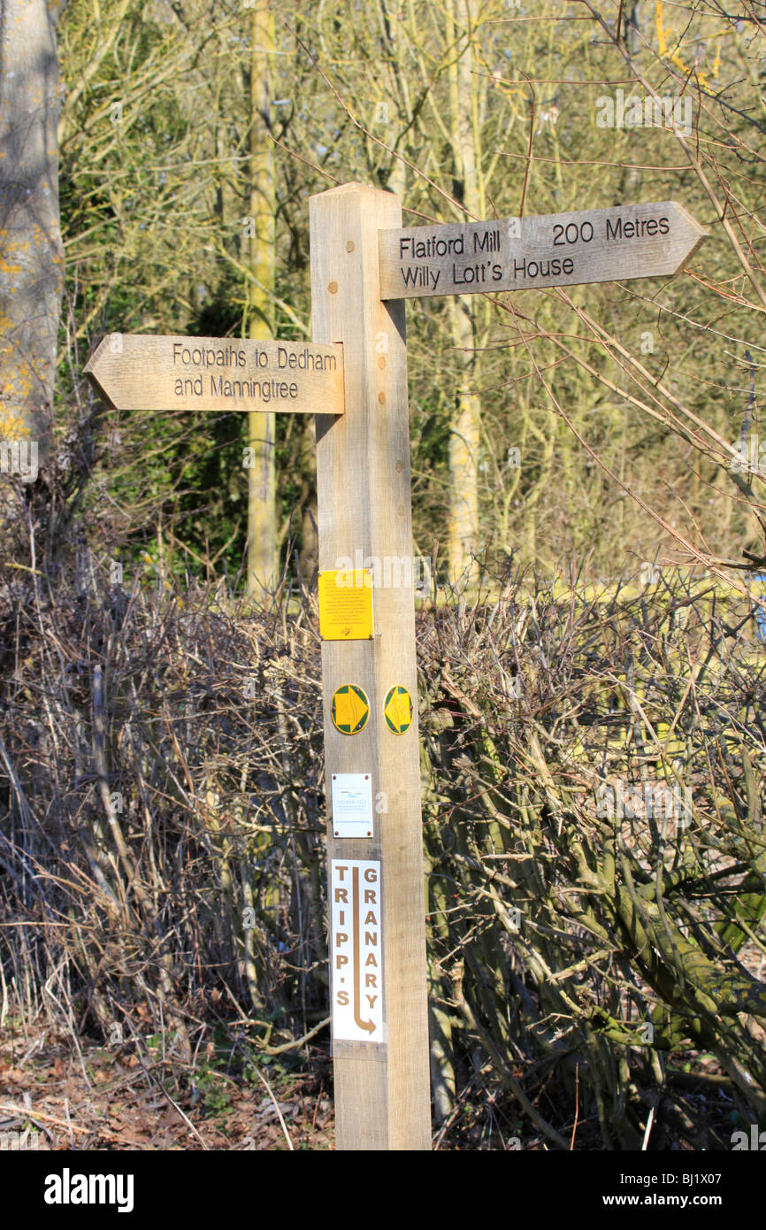 stour valley signpost by bridge cottage flatford mill suffolk england ...