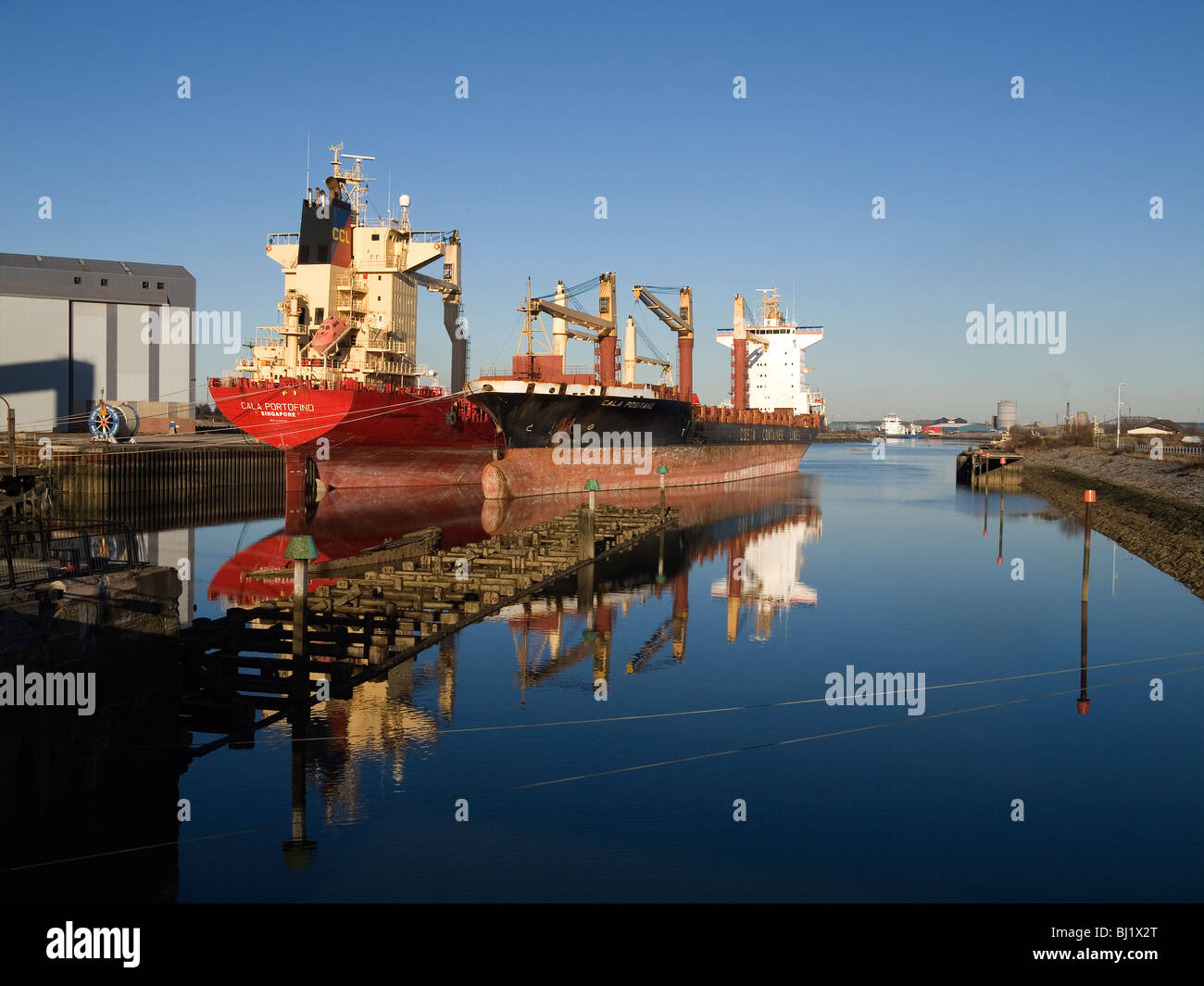 Two cargo ships in the colours of German Company CCL laid up in the ...