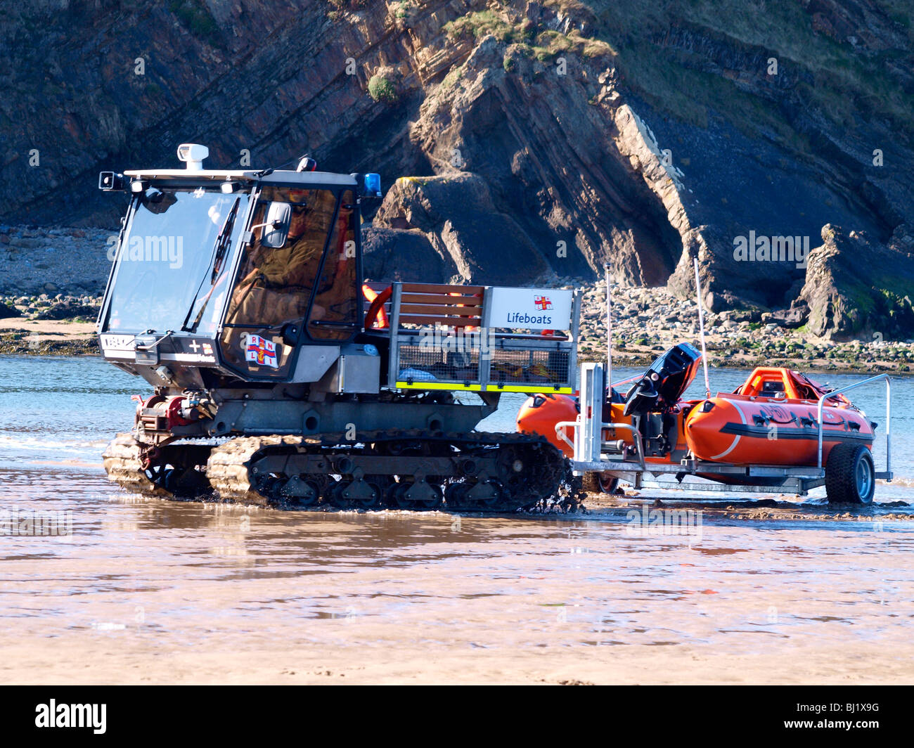 Lifeboats sea tractor used for putting inshore lifeboat into the sea ...