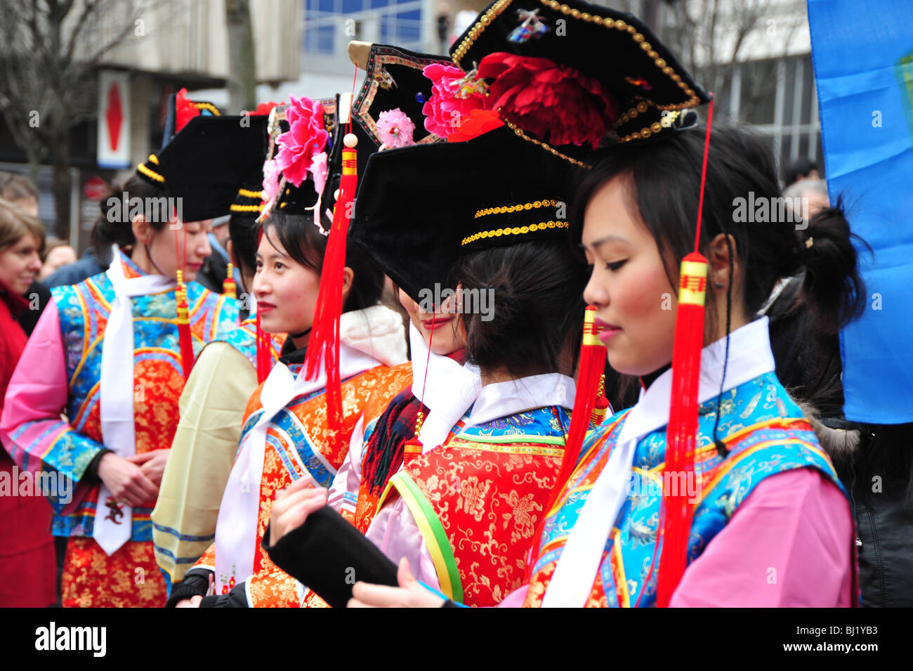 Paris, France, "Chinese New Year" Parade in street, chinese female ...