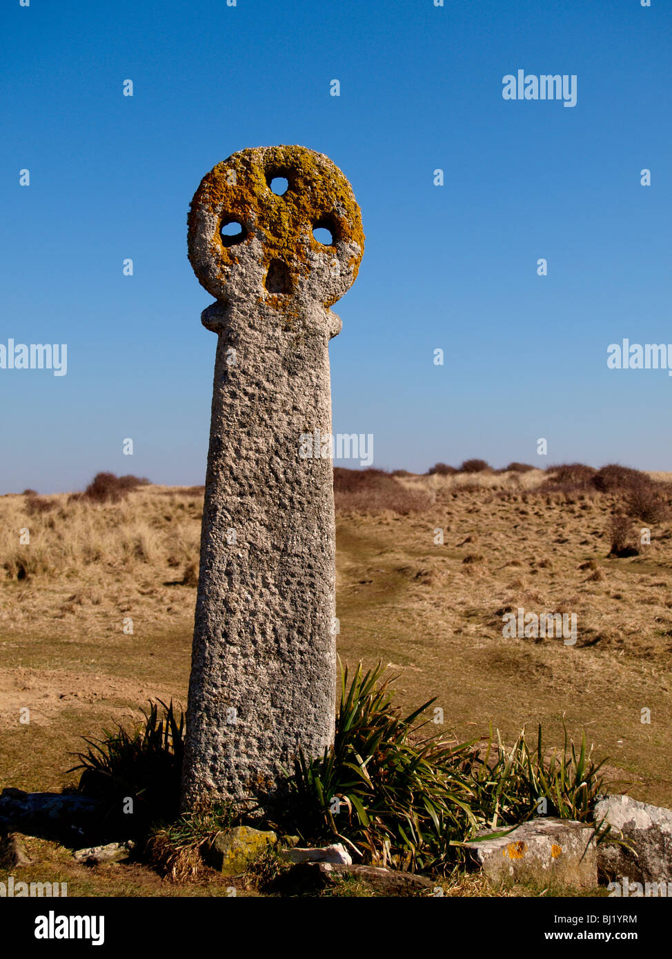 St. Piran's cross. next to the remains of his church, Perranporth ...
