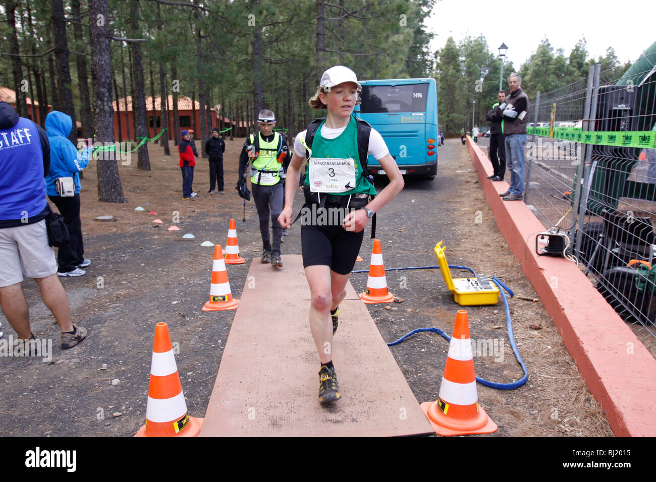 Elisabeth Lizzy Hawker running the 123km Trans Gran Canaria cross ...