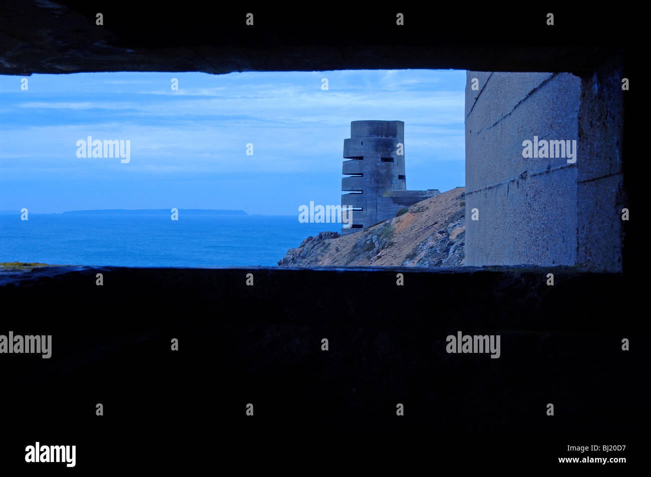 World War Two observation tower, part of German coastal defenses at Les ...