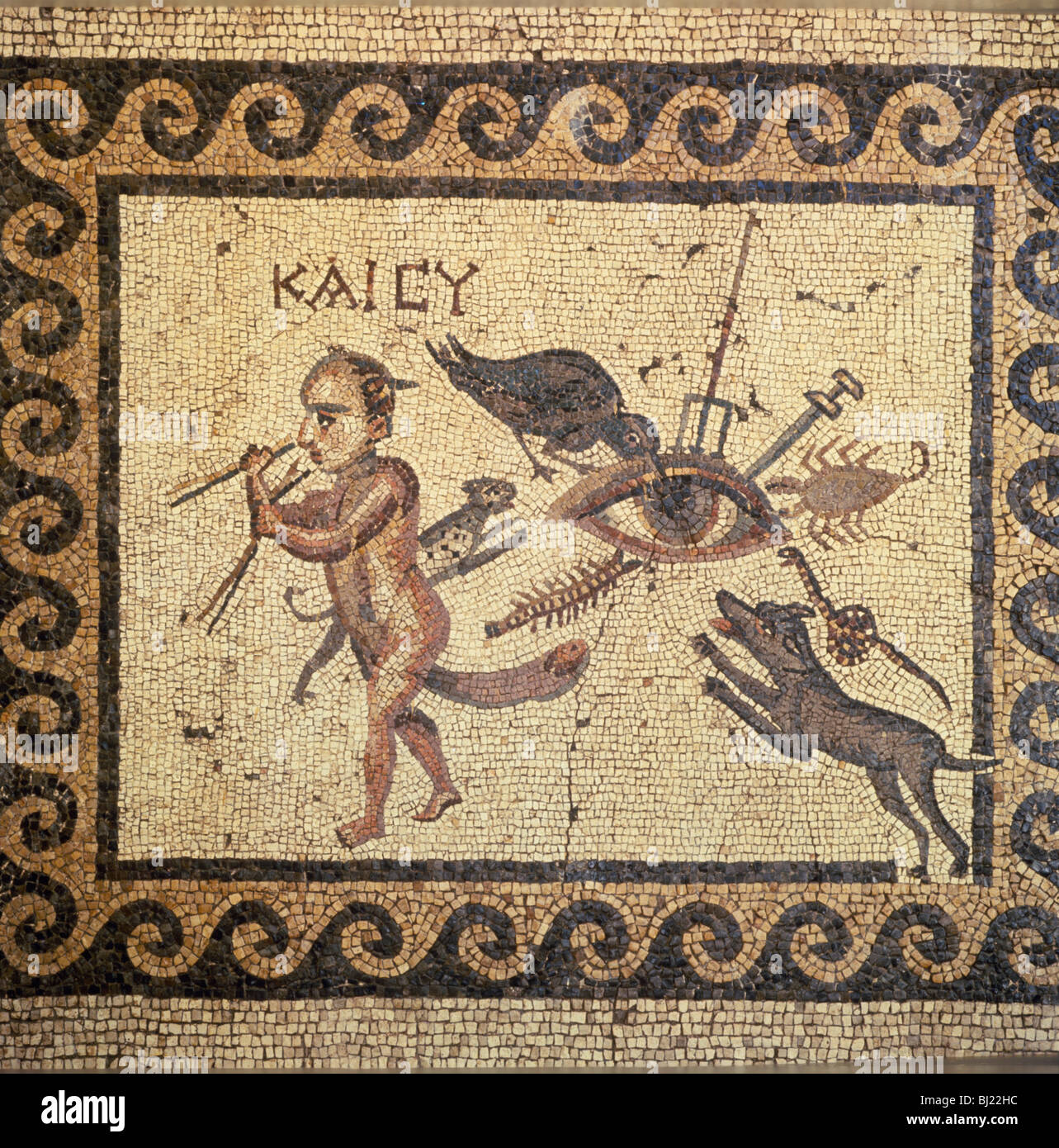 Evil eye, 2nd century Roman mosaic Hatay Museum Antioch Turkey Stock ...