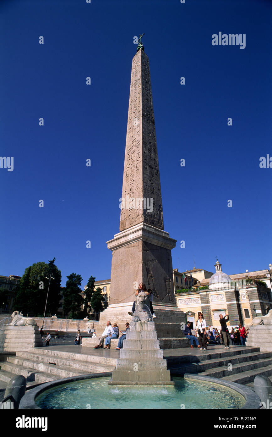 Italy, Rome, Piazza del Popolo, Obelisco Flaminio, Egyptian obelisk ...