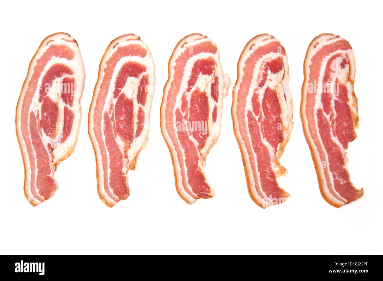 Streaky bacon rashers isolated on a white studio background Stock Photo ...