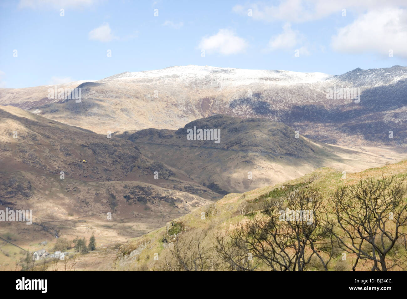The Glyder mountain range from Nant Gwynant in Snowdonia, North Wales ...
