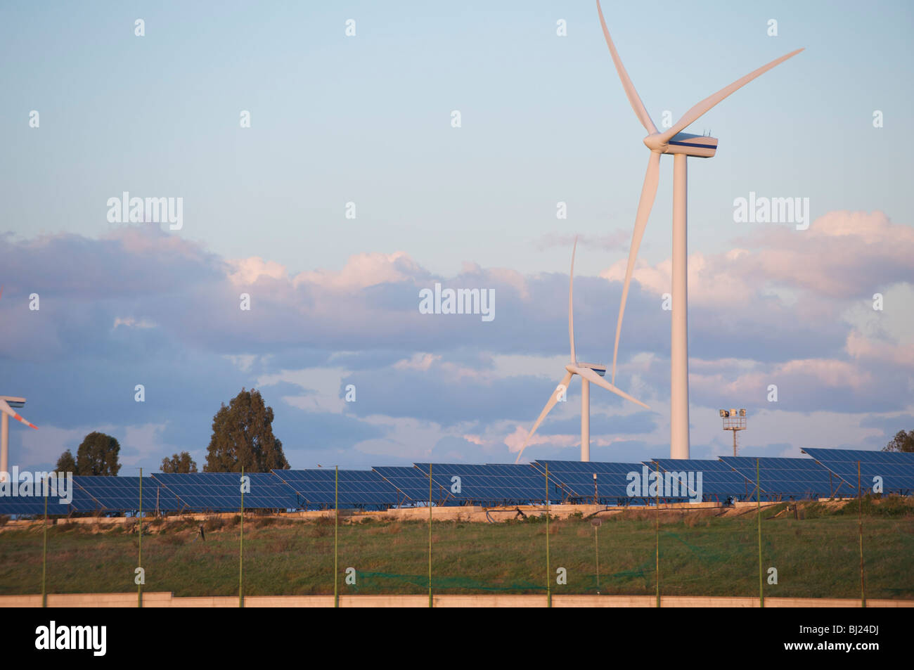 solar and wind energy generation in South Italy, Apulia Stock Photo - Alamy