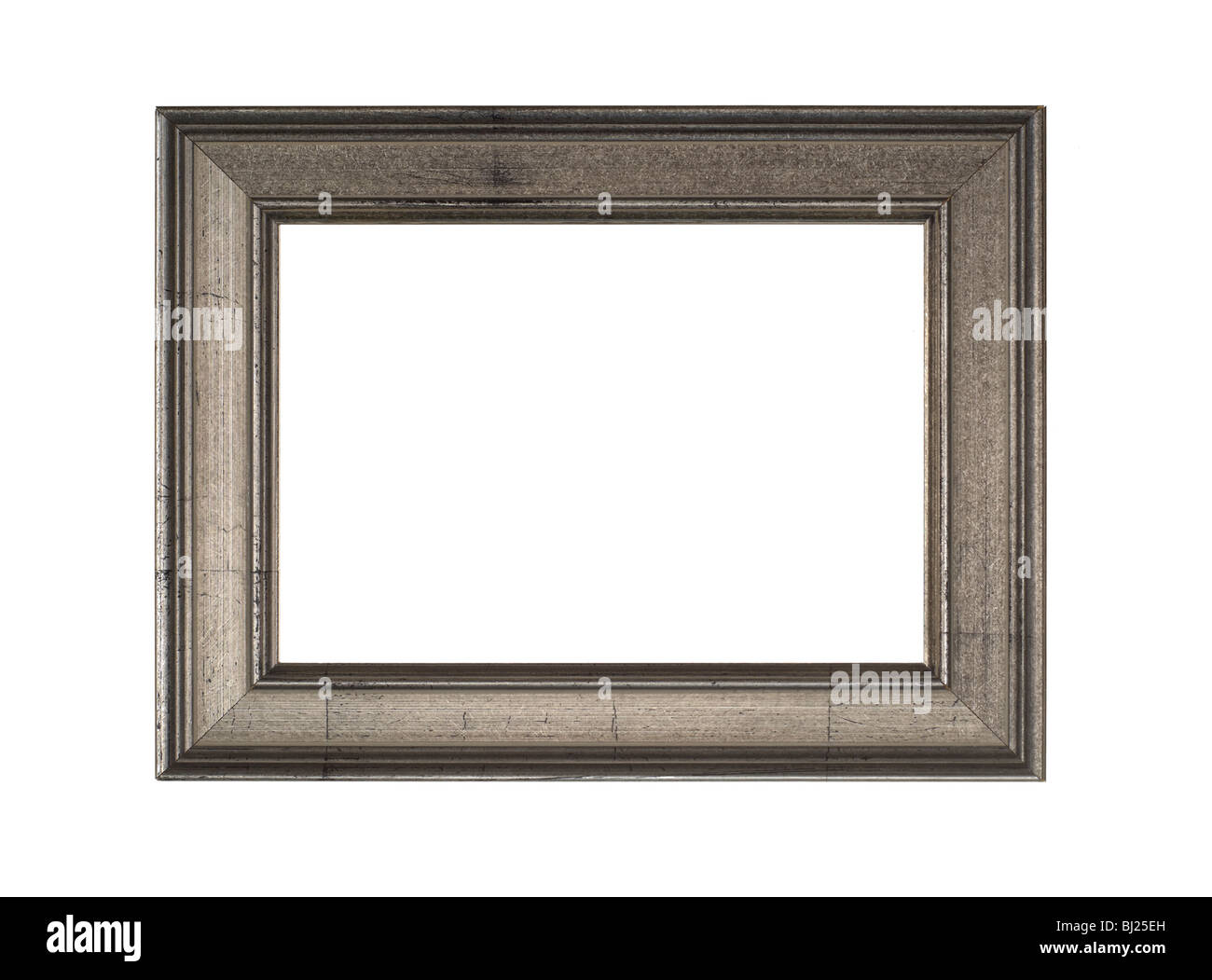 Picture frame in worn silver antique finish, isolated on white Stock ...