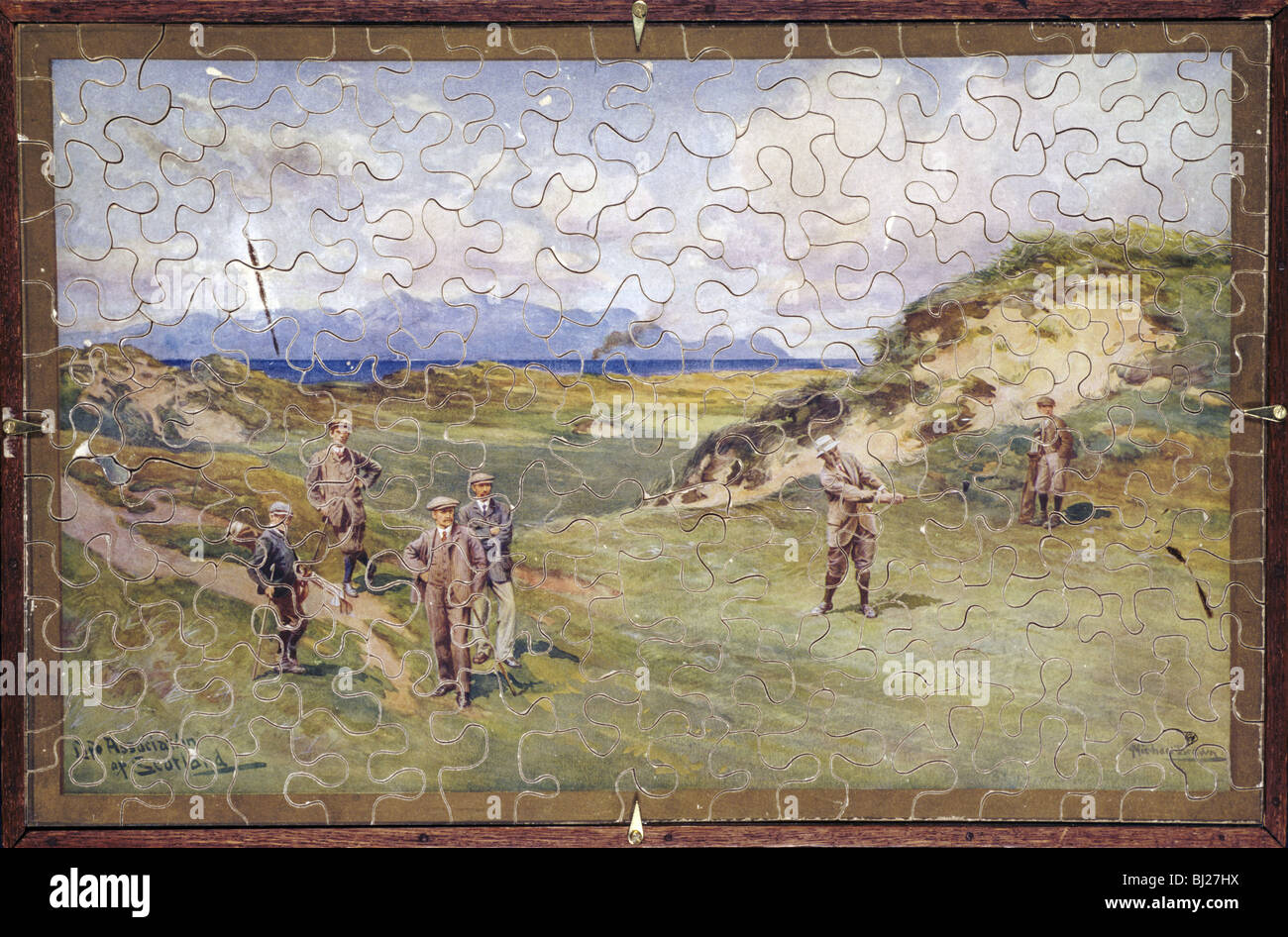 Jigsaw puzzle of golfers on Prestwick golf course, Scotland, c1914 ...