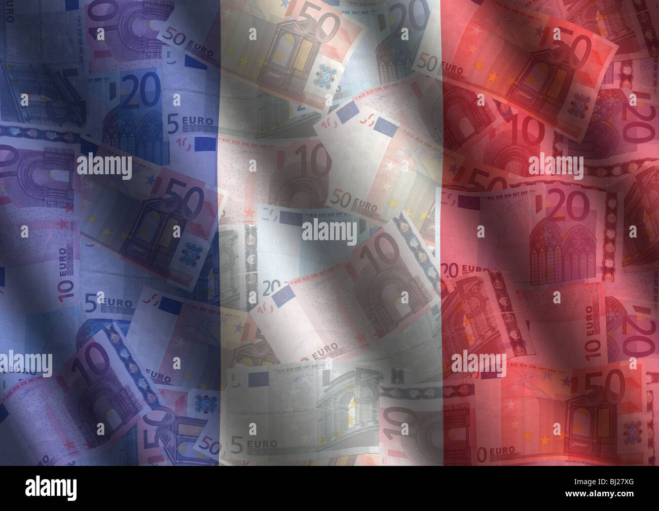 rippled Euros and French flag background illustration Stock Photo - Alamy