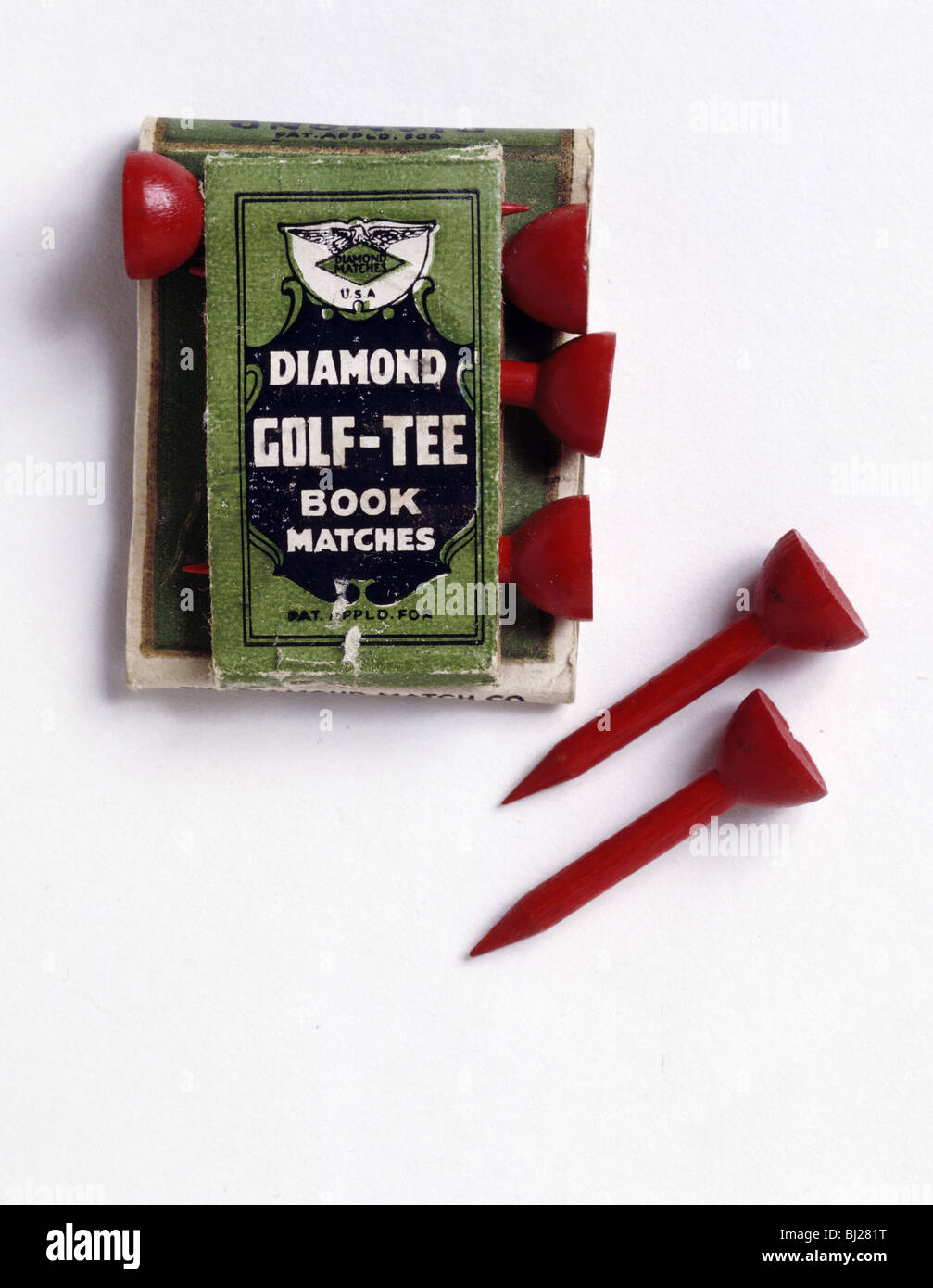 Diamond Golf Tee book of matches, c1900. Artist: Unknown Stock Photo ...
