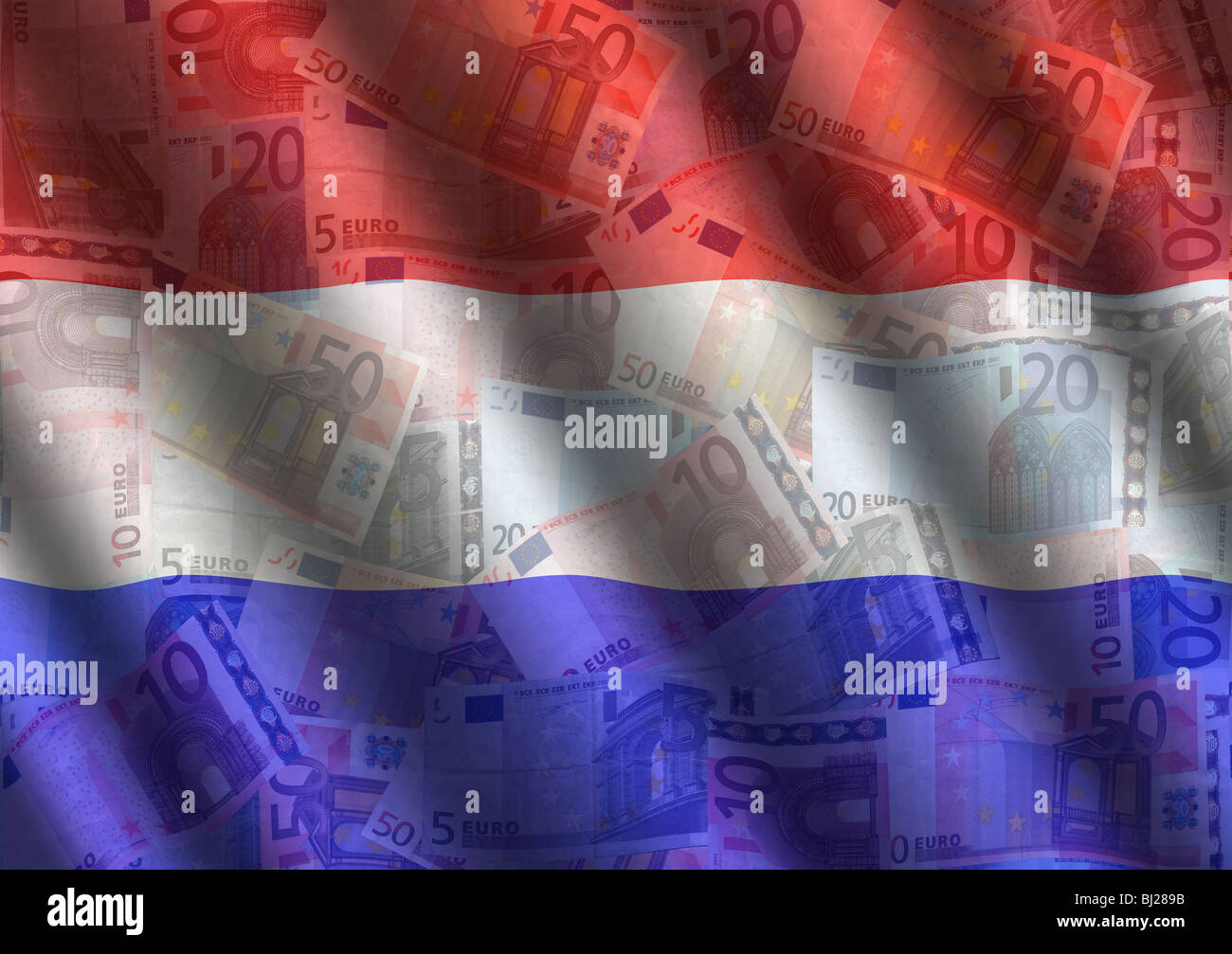 rippled Euros and Dutch flag background illustration Stock Photo - Alamy