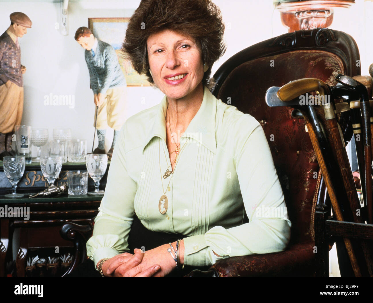 Author Sarah Fabian Baddiel at home with her collection of golfiana ...