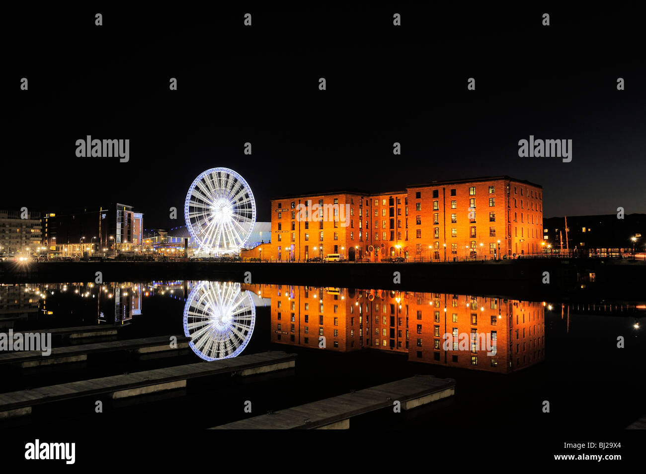 Albert Dock and the Liverpool Eye viewed across Salthouse Dock in ...