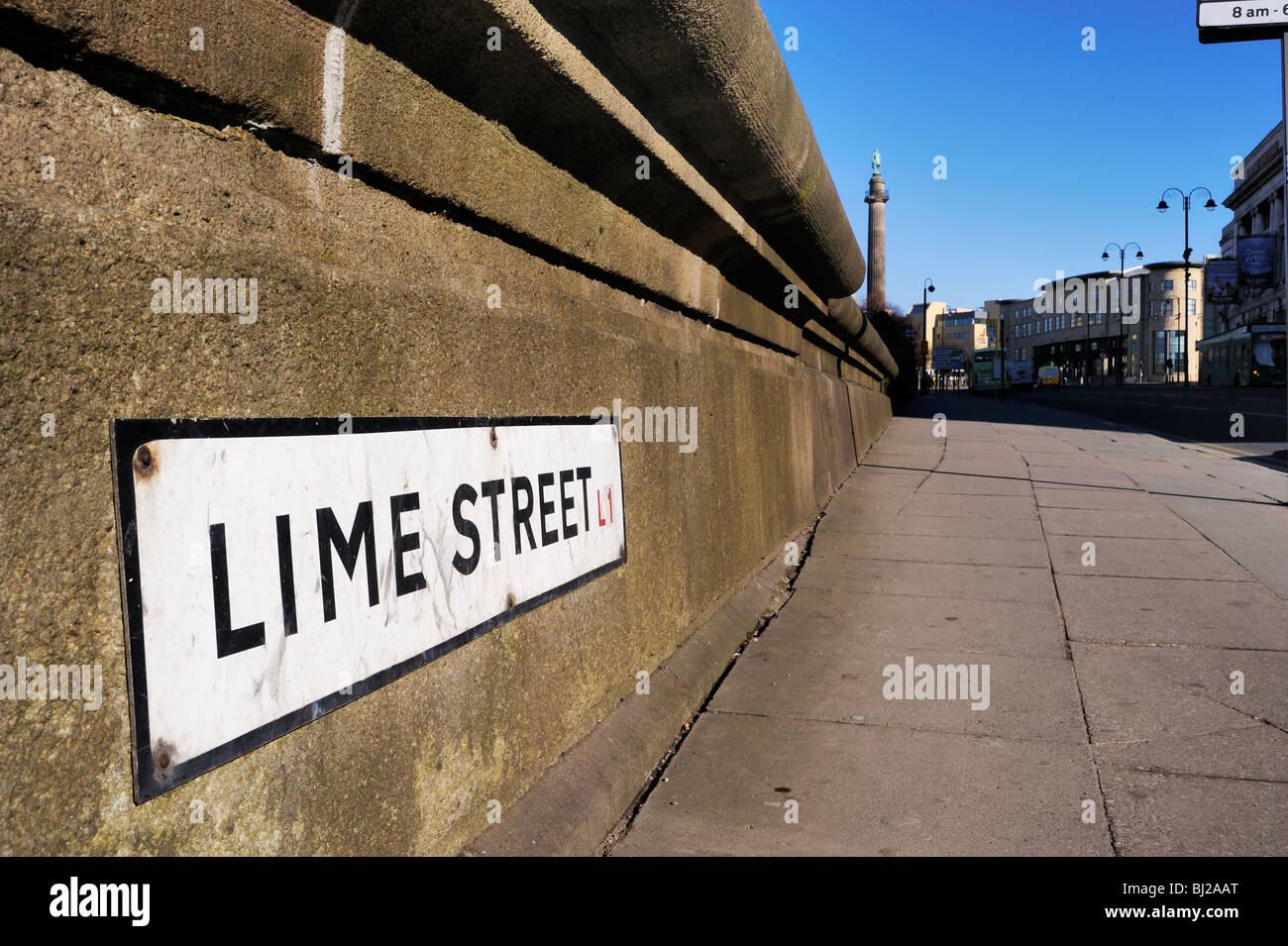 Lime Street road sign in Liverpool city centre. Mentioned in the seaman ...