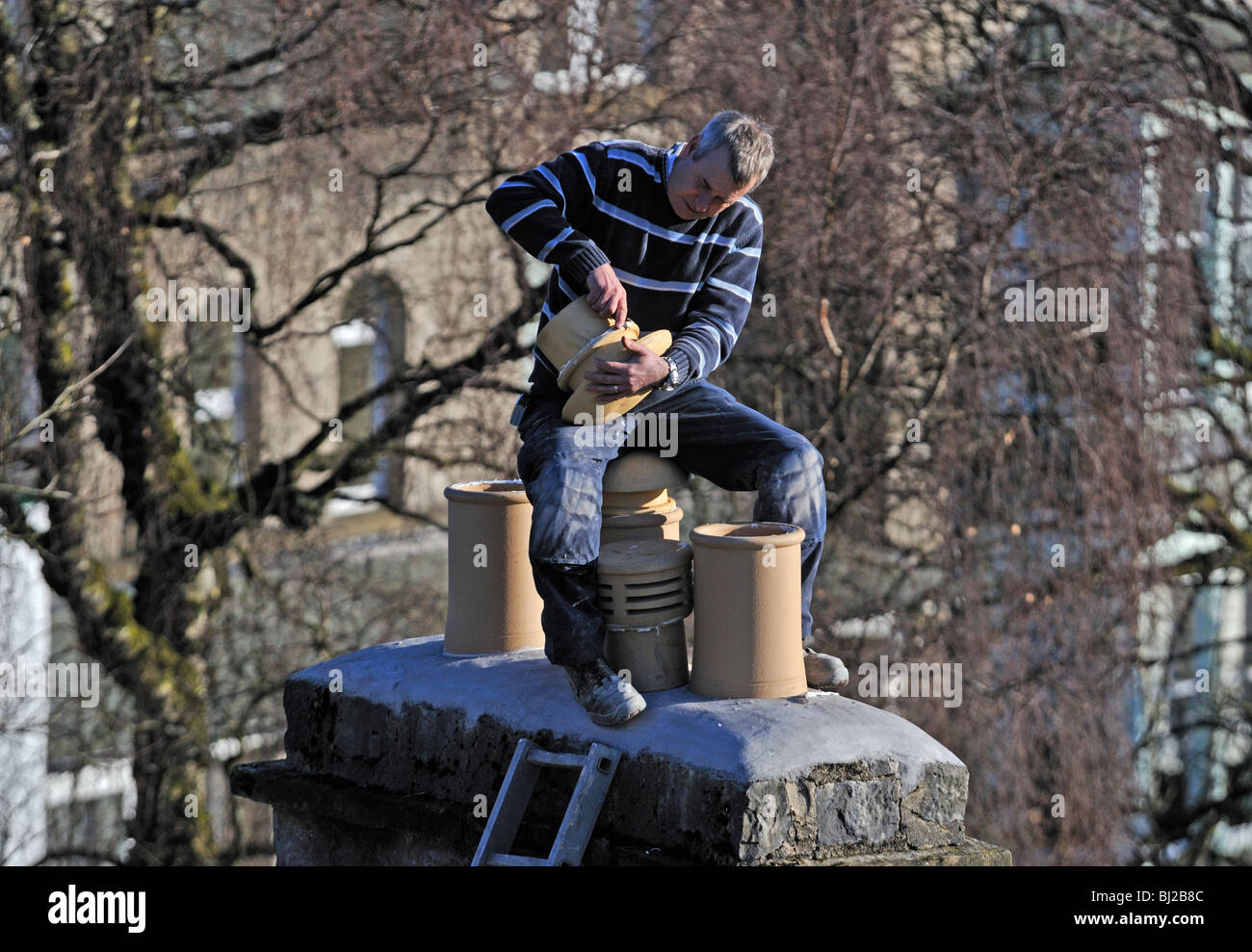 Chimney stack on house roof hi-res stock photography and images - Alamy