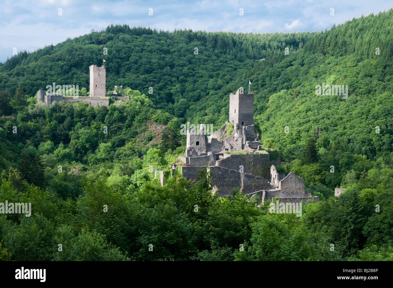 castles Oberburg and Niederburg, Manderscheid, , Eifel, Rhineland ...