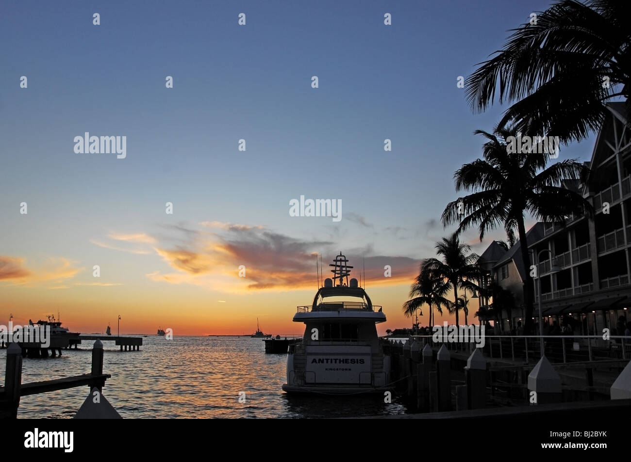Orange Sunset Key West , Florida , USA , Ship , boat Stock Photo - Alamy