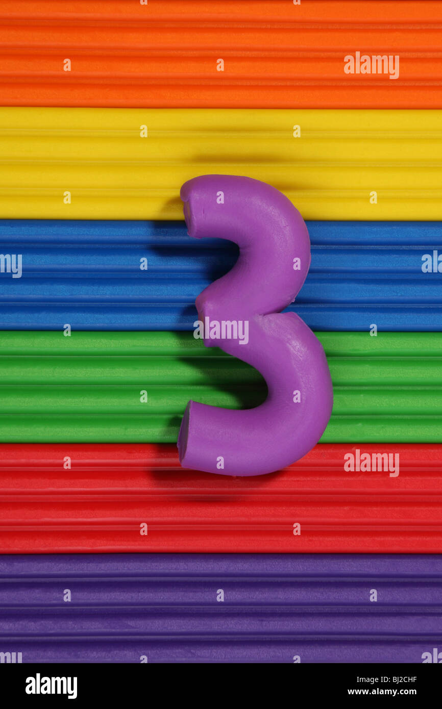 number 3 made of plasticine on plasticine background Stock Photo - Alamy