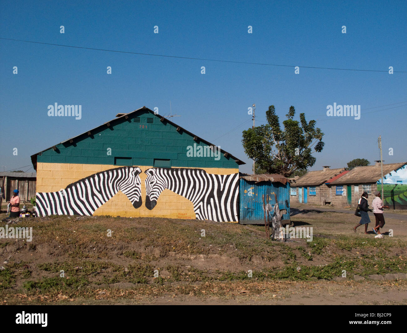 Painted house in a Kenyan village, Rift Valley, Africa Stock Photo - Alamy
