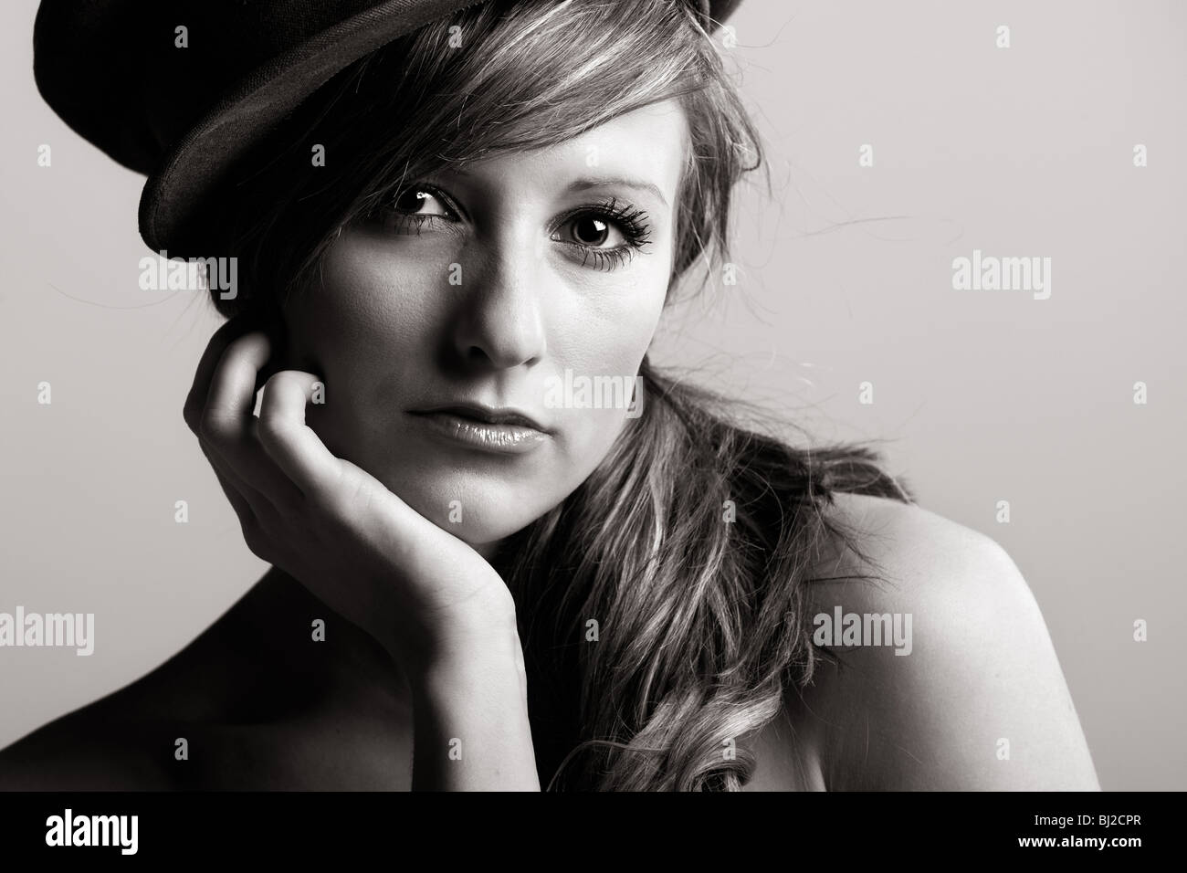 Striking Monochromatic Shot of a Beautiful Model Stock Photo - Alamy