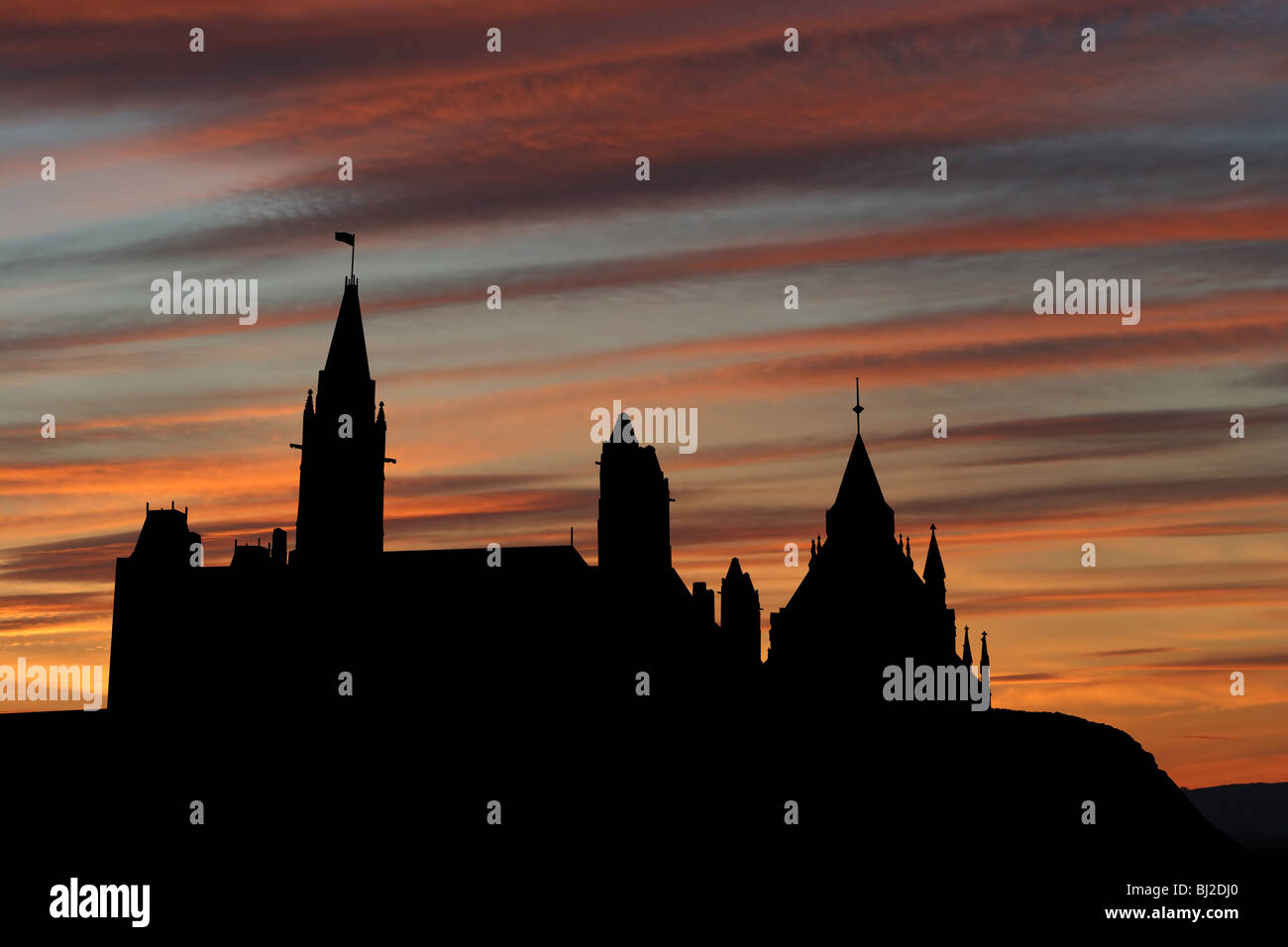 Canadian parliament Ottawa at sunset with beautiful sky illustration ...