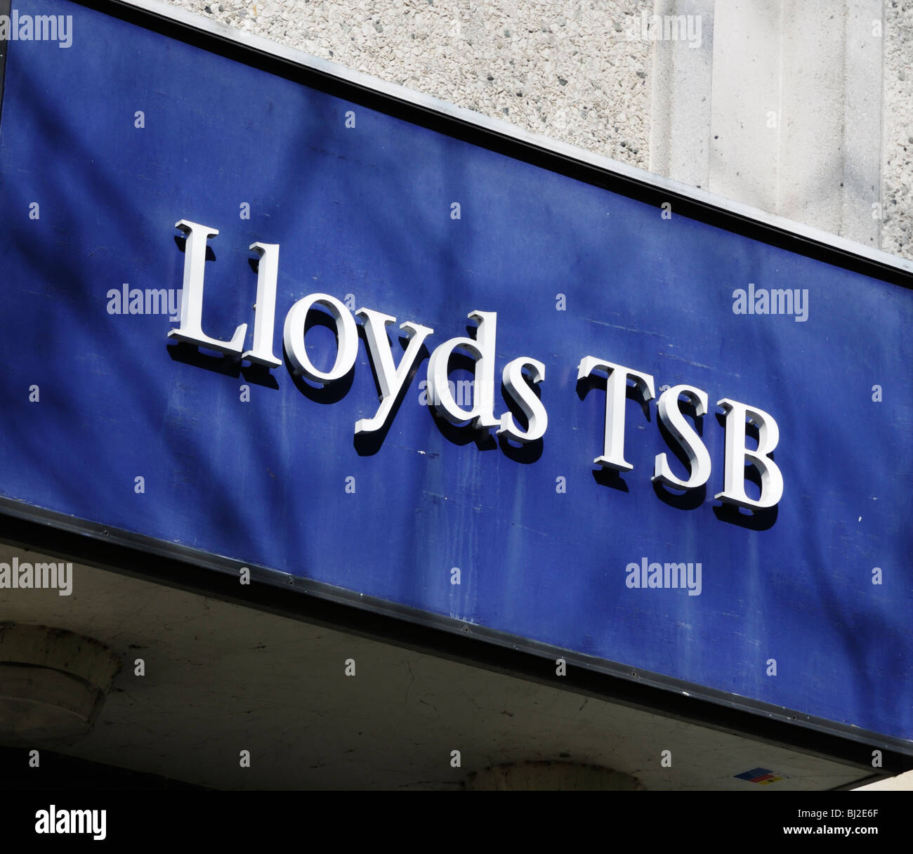 A slightly neglected Lloyds TSB sign on a closed down branch of the ...